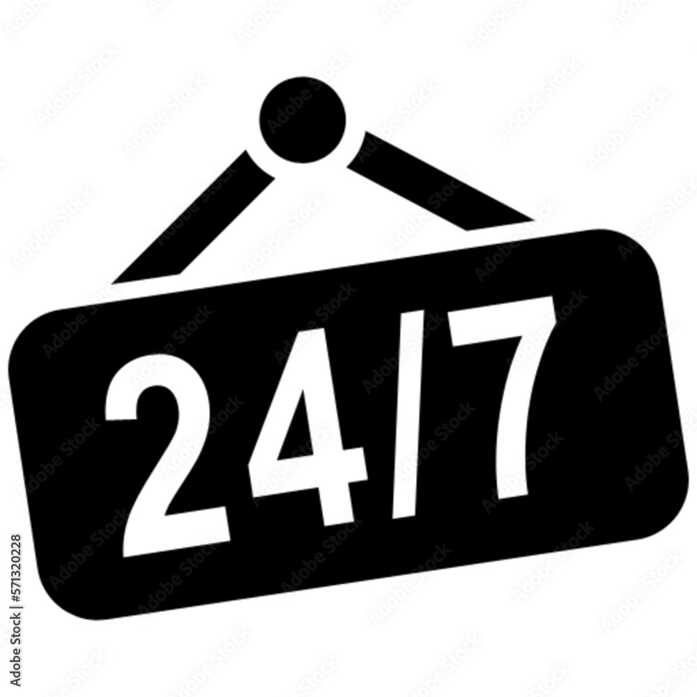 24 hours 7 days vector icon symbol logo clipart isolated. vector ...