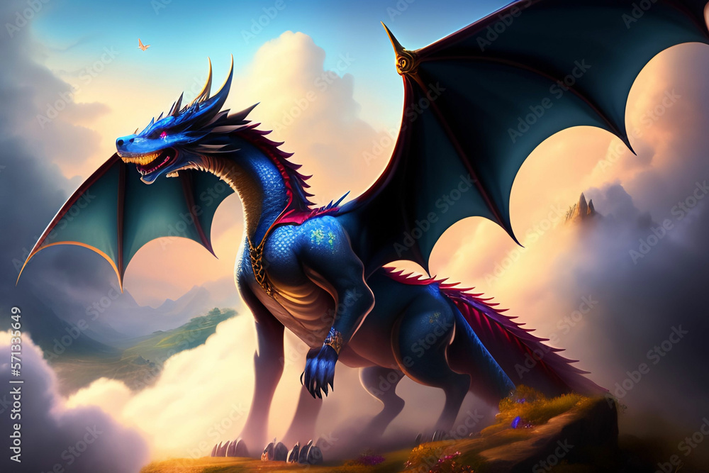 dark knight warrior in the battle with giant fire dragon knight with ...