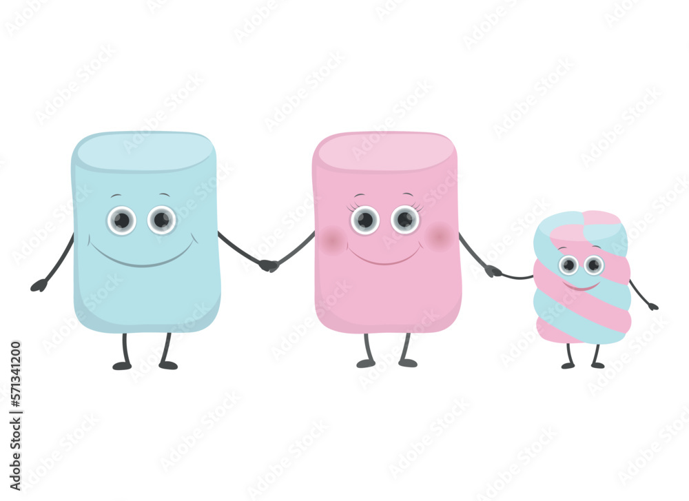 Cute vector marshmallows illustration isolated on white background ...