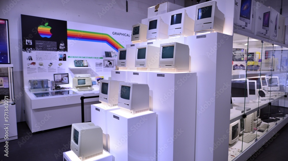 Warsaw, Poland. 10 February 2023. Inside the Apple Museum. Macintosh ...