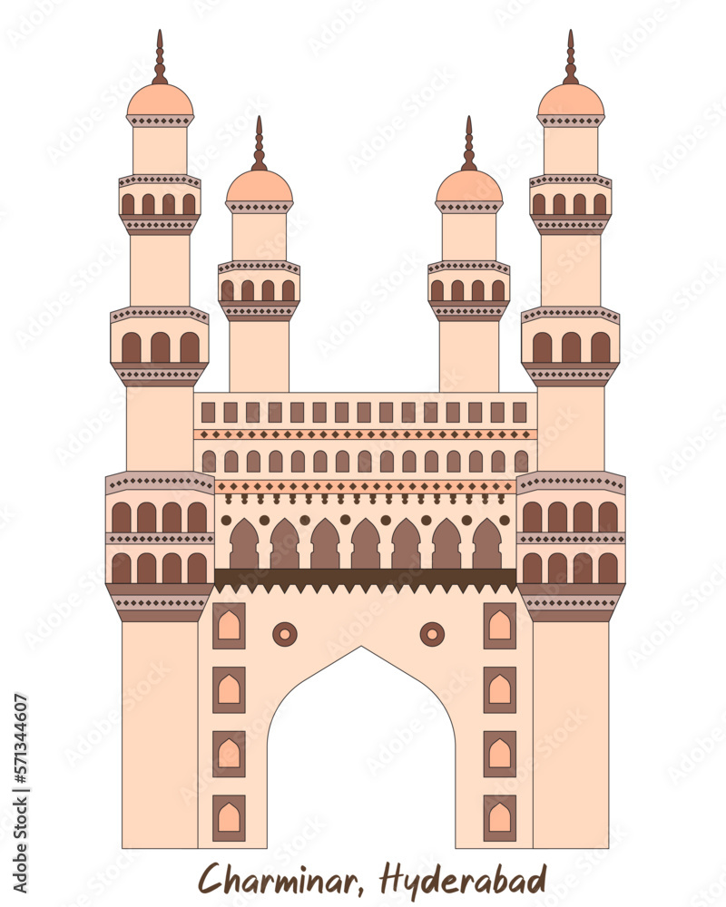 Vector ilustration of Charminar , Charminar is a mosque and monument ...