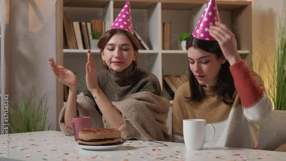 Boring party. Displeased women. Birthday fail. Disappointed female ...