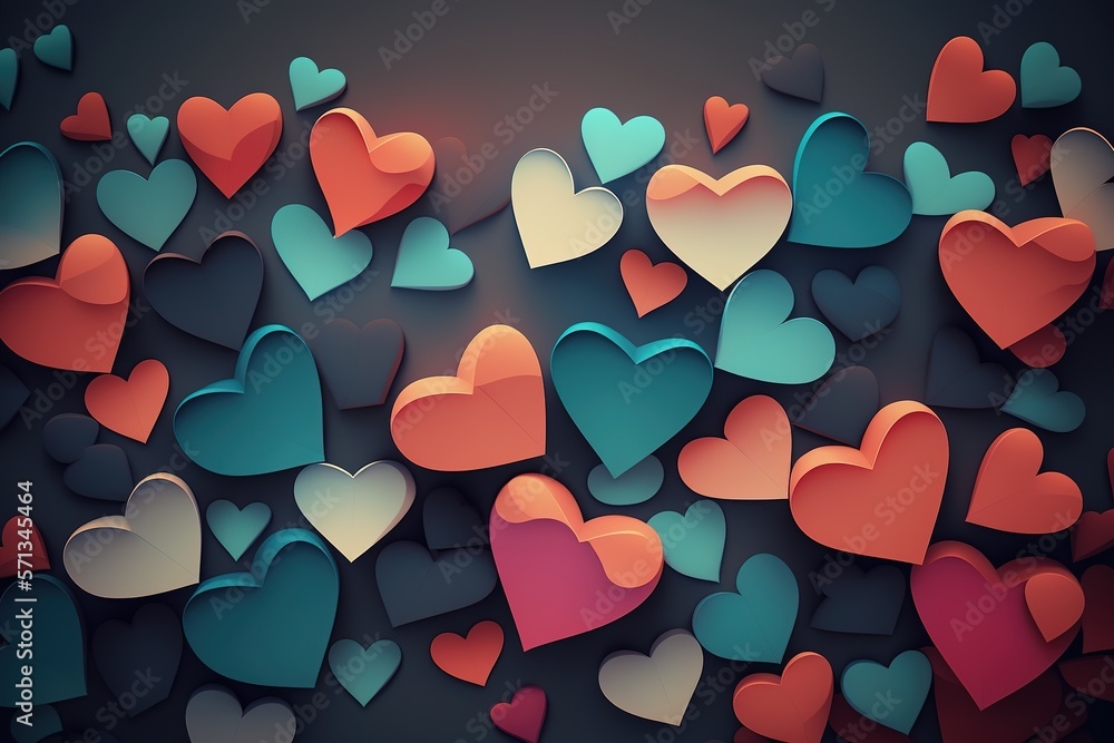 Heart Background, hearts of different shapes and colors for a greeting ...
