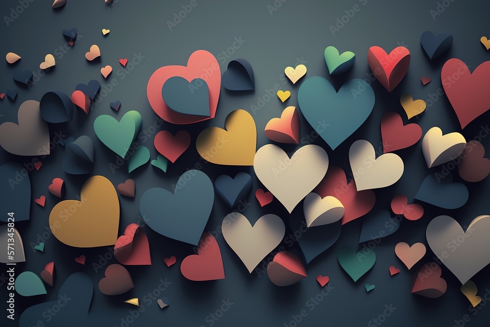 Heart Background, hearts of different shapes and colors for a greeting ...