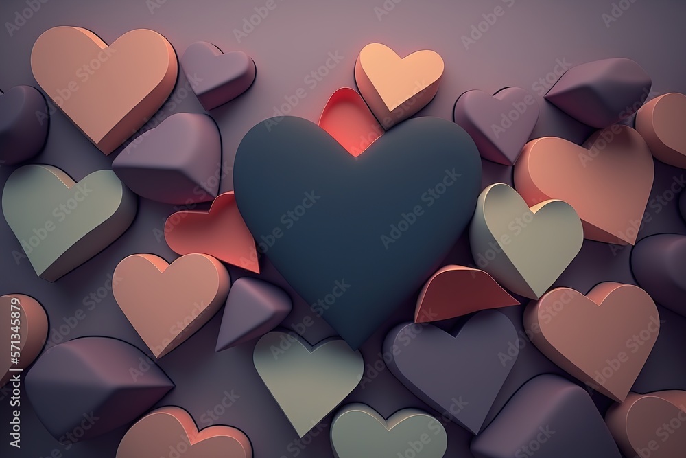 Heart Background, hearts of different shapes and colors for a greeting ...