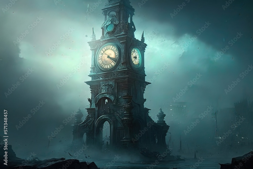 Lost in Time: Exploring the Clock Tower through Concept Art Stock ...