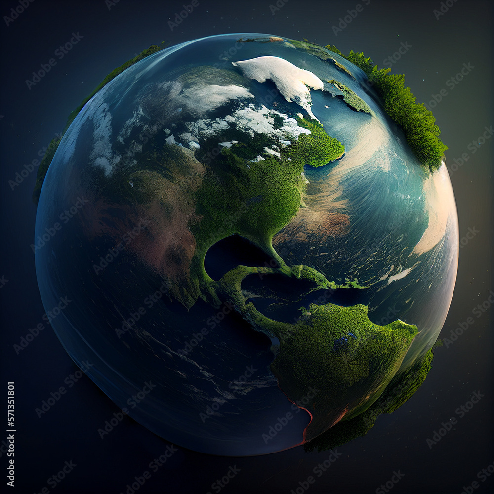 Planet earth with forest and ocean, environment concept, connect and ...
