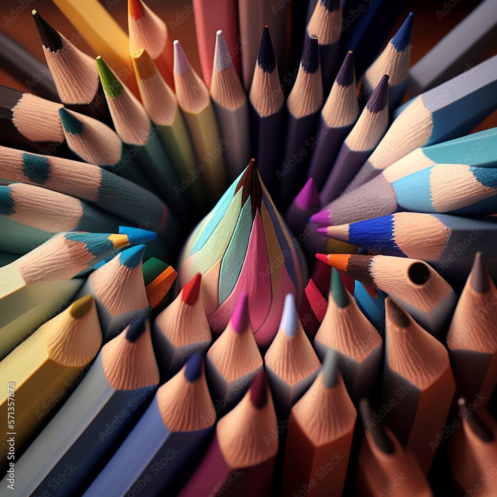 many colored pencils next to each other from several angles school ...