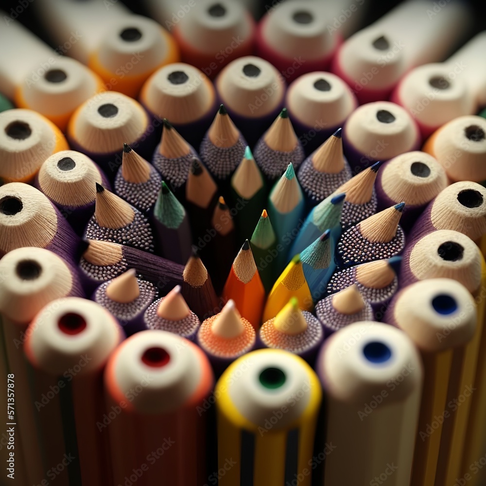 many colored pencils next to each other from several angles school ...