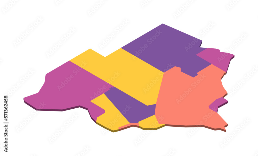 Botswana political map of administrative divisions - rural and urban ...