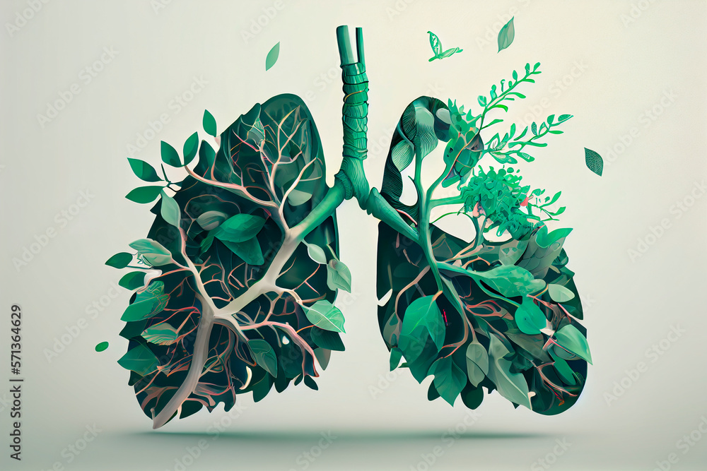 green lung for a better world on a light-colored background. High ...