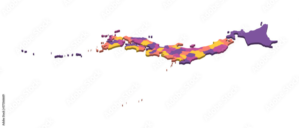 Japan political map of administrative divisions - prefectures ...