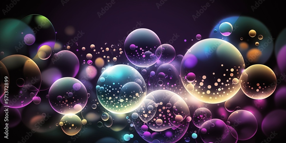 undersea floating bubbles backdrop with sun rays, abstract purple ...