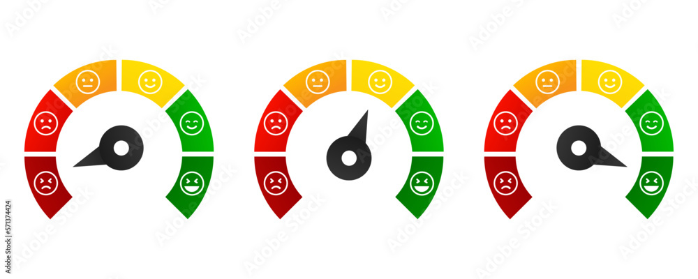 Smiley feedback scale. Rating panel, poll scale, meter, user feedback ...