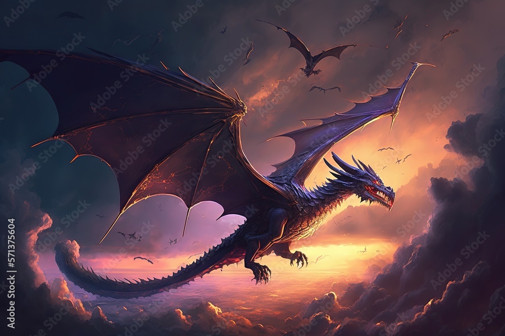 mythical winged beast dragon lizard fictional, fantasy, sci-fi ...