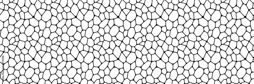 Black and white geometric seamless patterns vector. Irregular voronoi ...