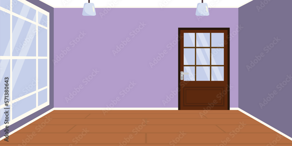 Vector illustration of an empty room. Cartoon interior of a bright room ...