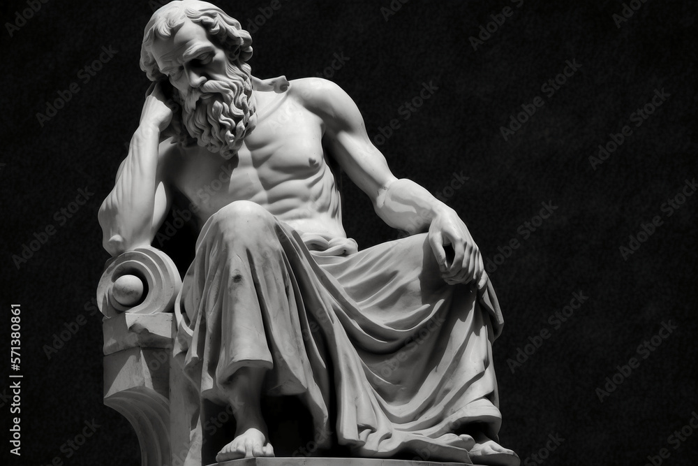 Philosopher Thinking Statue Sitting Generative AI Stock Illustration ...