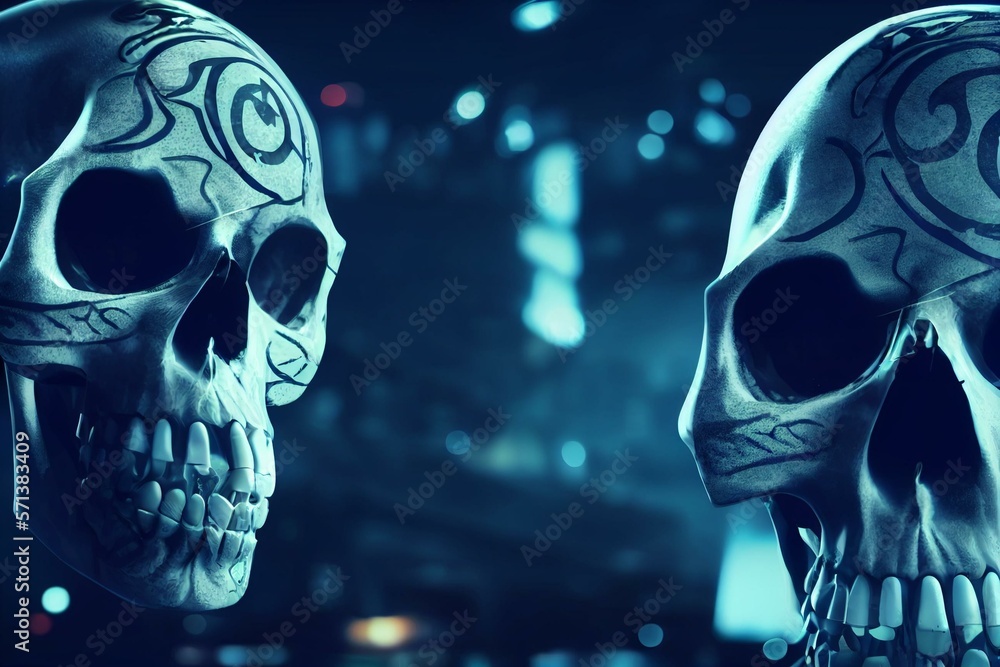 Cyber attack with skull symbol alert on screen. Generative AI Stock ...