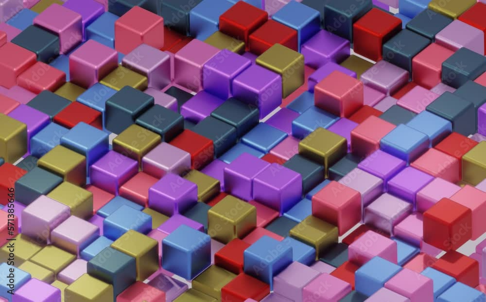 4K Video Of Colorful 3D Geometric Cubes The Cubes Are Animated To Move 