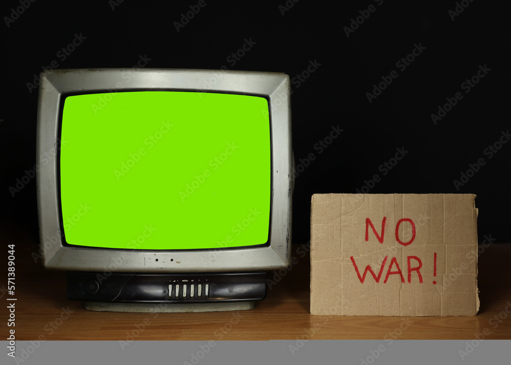 Old TV on a black background. Russian television, propaganda. TV with ...