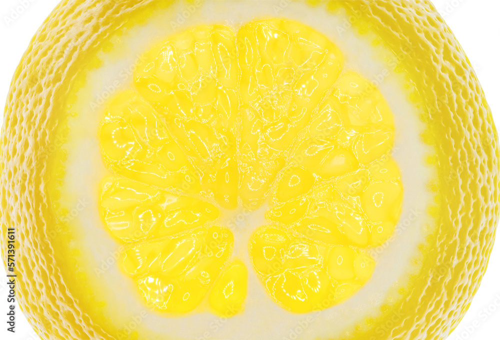 Lemon with cut off part from end, in background light, close-up ...