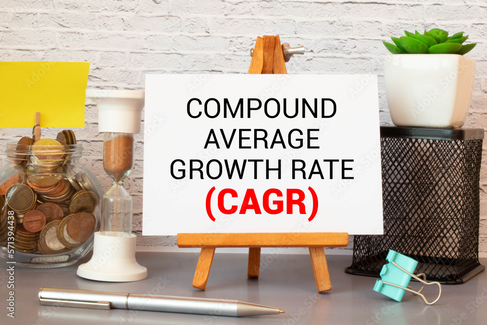 CAGR compound annual growth rate symbol. Concept words CAGR compound ...