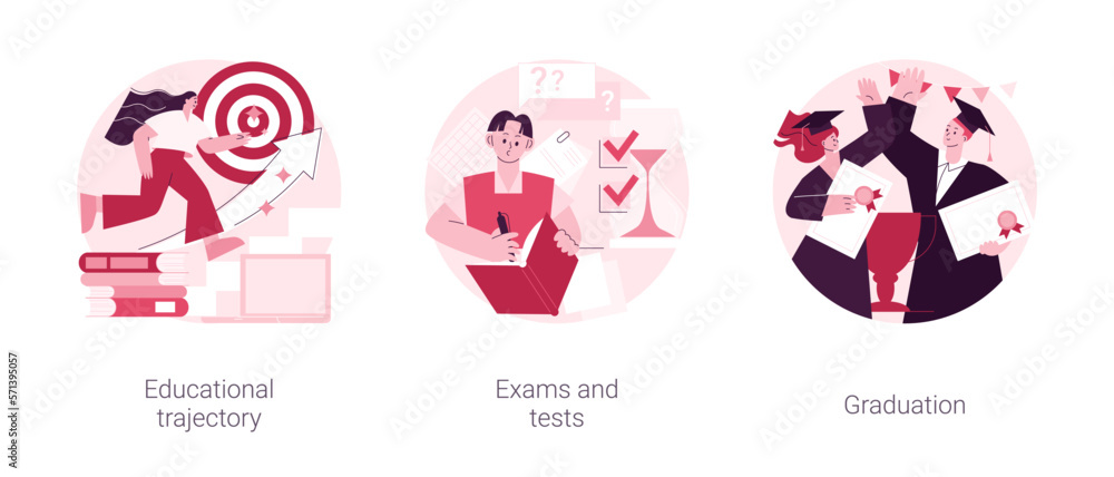Getting an academic degree abstract concept vector illustration set ...