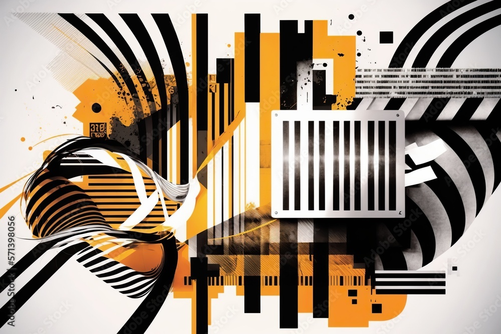abstract combine elements of barcodes and traditional art showcasing ...