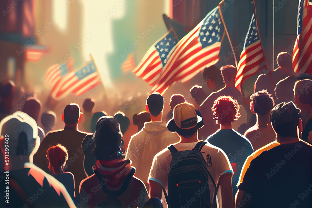 Background blur of crowd at political rally in the United States ...