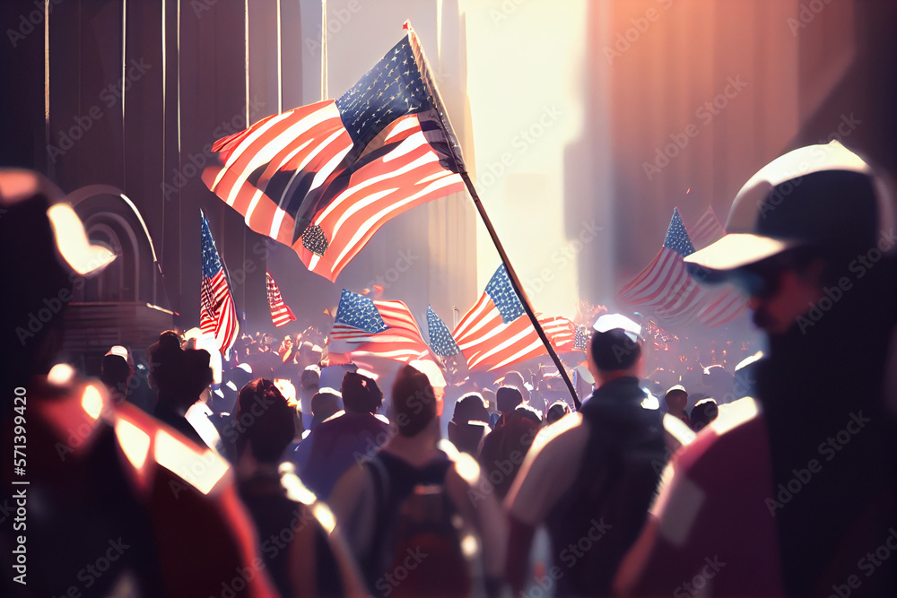 Background blur of crowd at political rally in the United States ...