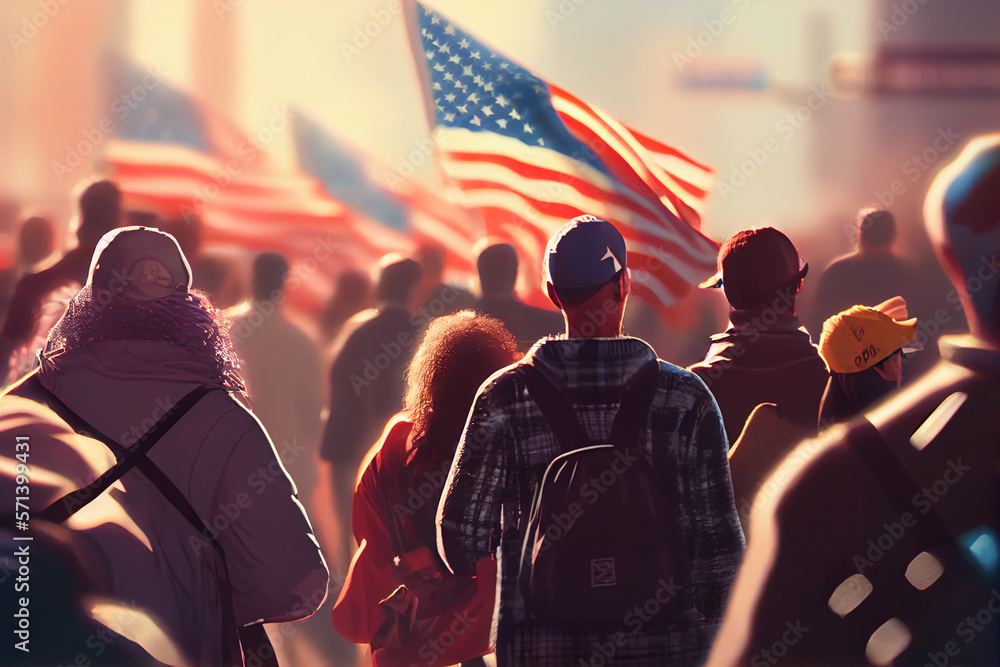 Background blur of crowd at political rally in the United States ...