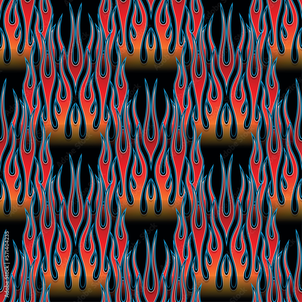 Seamless pattern vector fire flame image. Fire flames repeating tile ...
