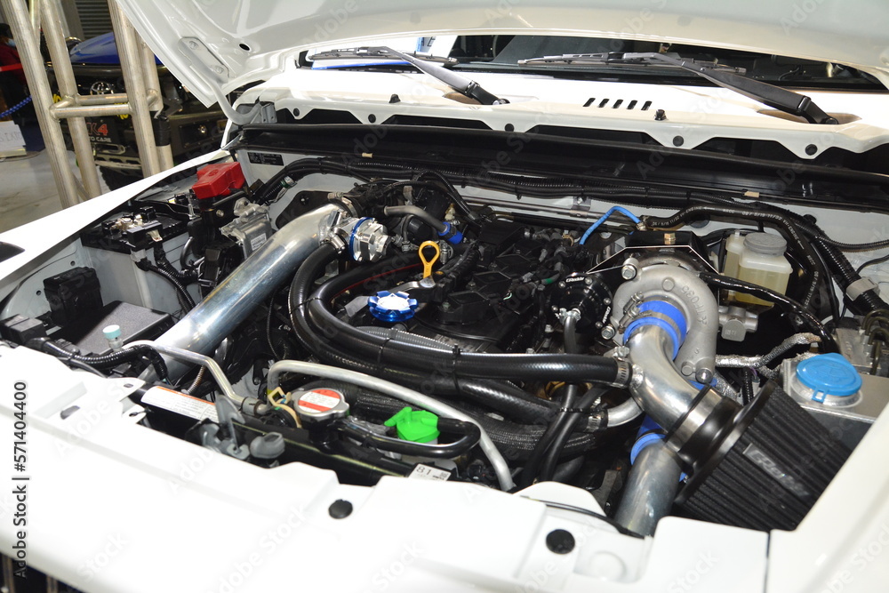 Suzuki jimny engine at Manila Auto Salon in Pasay, Philippines Stock ...
