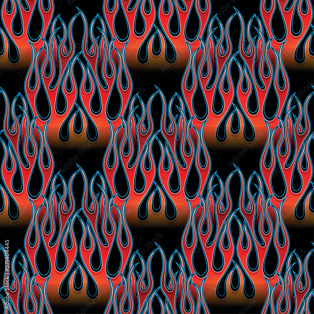 Burning fire flame seamless pattern vector art image. Fire repeating ...