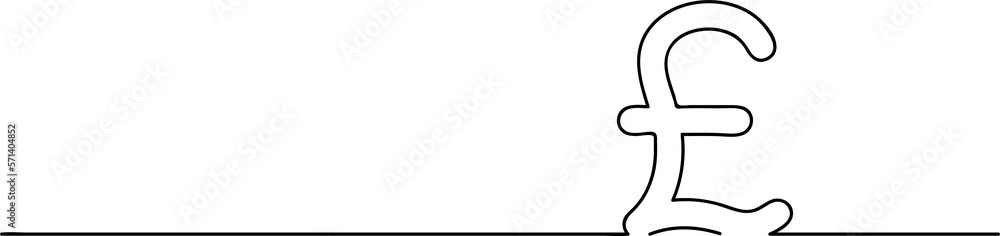 pound sterling sign continuous one line drawing, british currency ...