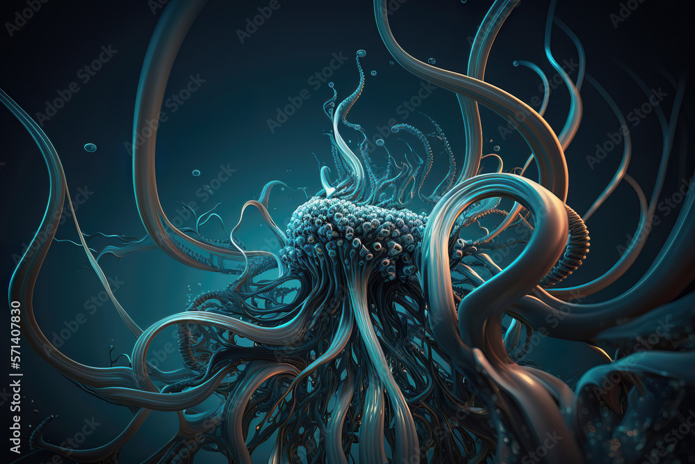 fantasy Cthulhu octopus nightmare monster in the sea, horrific ...