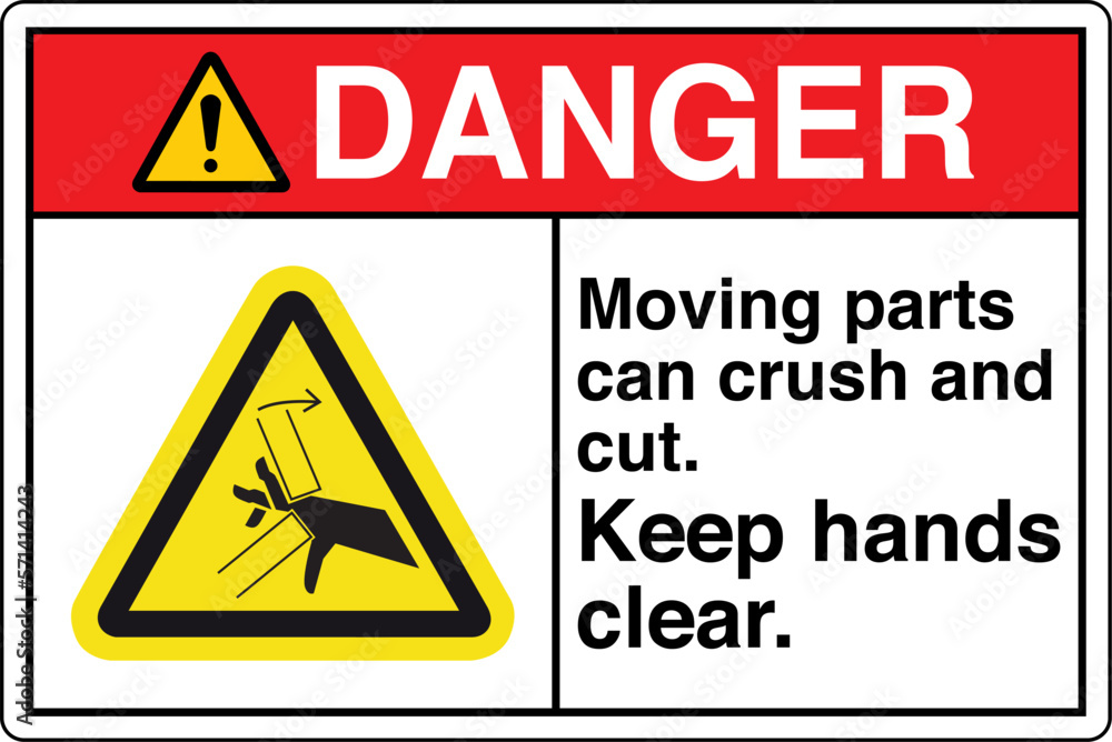 Safety Sign Marking Label Symbol Pictogram Danger Moving parts can ...