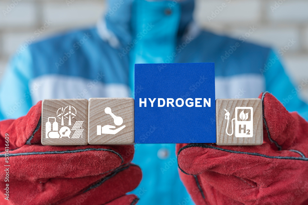 Hydrogen industry concept. H2 Fuel Modern Manufacturing. Industrial ecology zero emissions ...