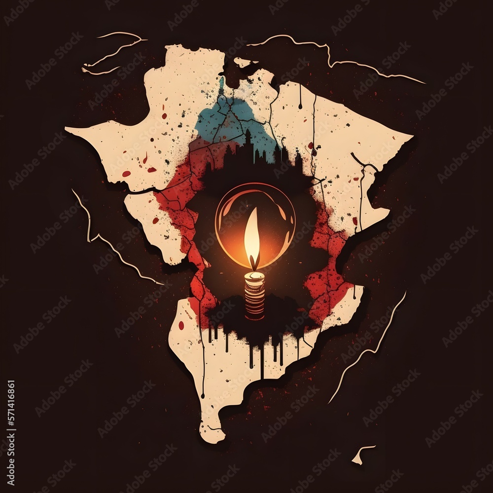 Vector sad Turkish poster. A map of Turkey in cracks after an ...