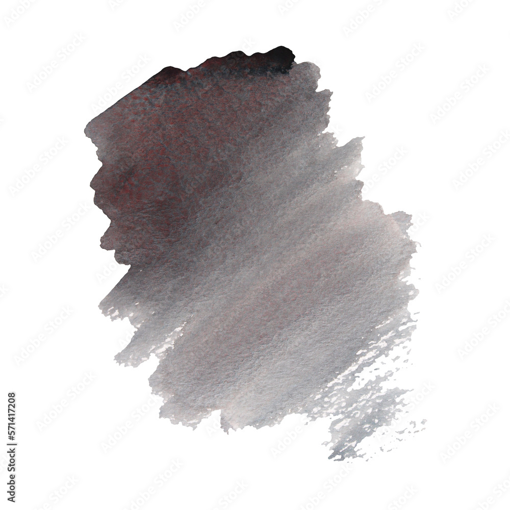 Watercolor abstract dark gray splash isolated on white background. Hand ...