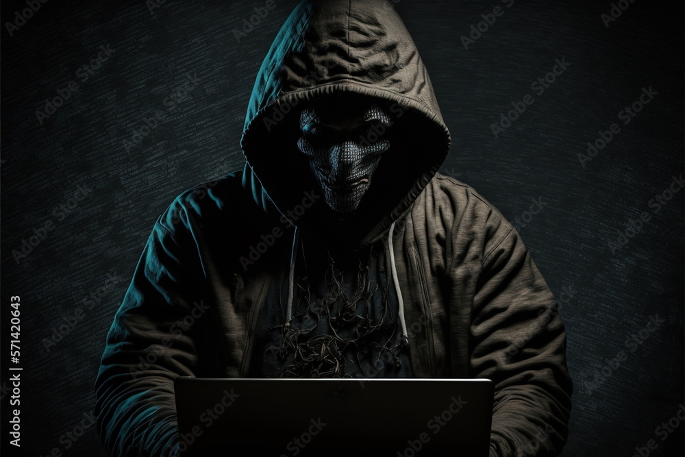 hacker in front computer with laptop, stealing information, Hacking the ...