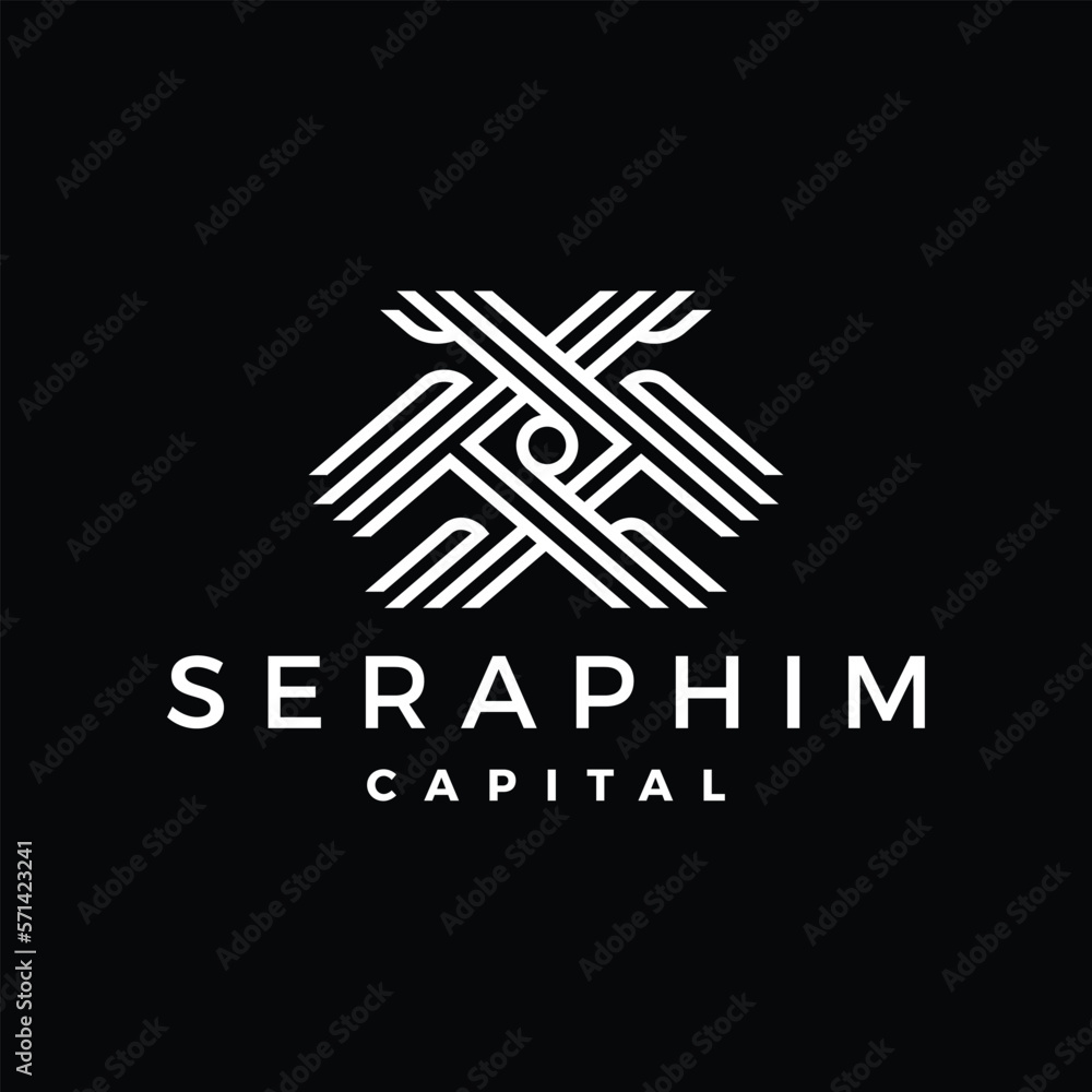 seraphim six wings one eye logo vector icon illustration Stock Vector ...