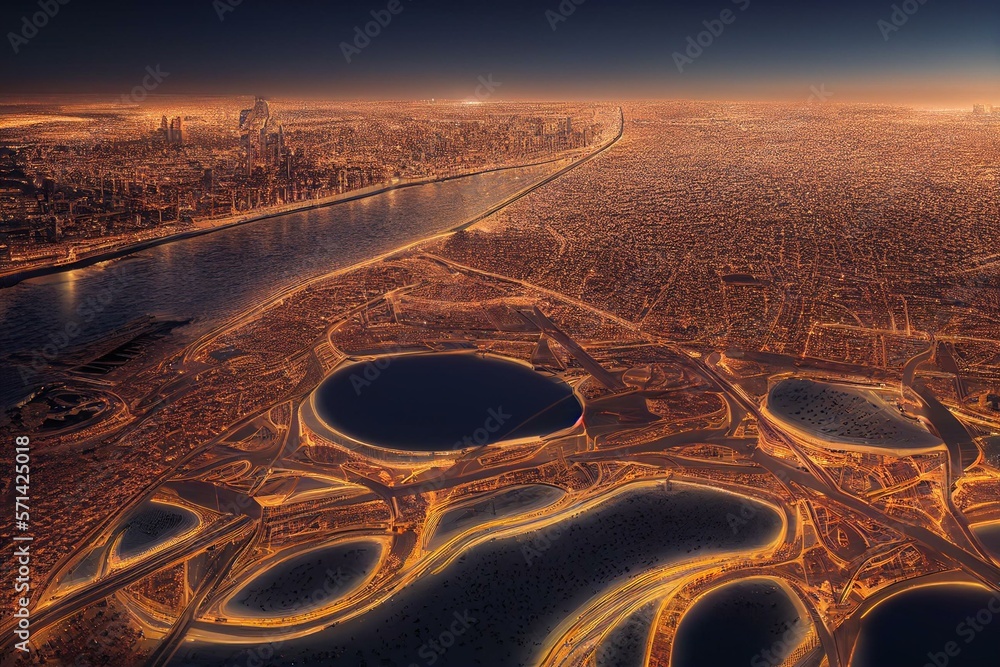 Riyadh city in Saudi Arabia, night view. Generative AI Stock ...