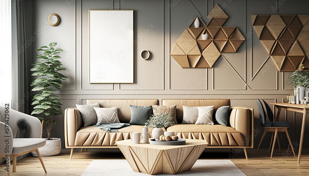 4K resolution or higher, Interior design of living room interior ...