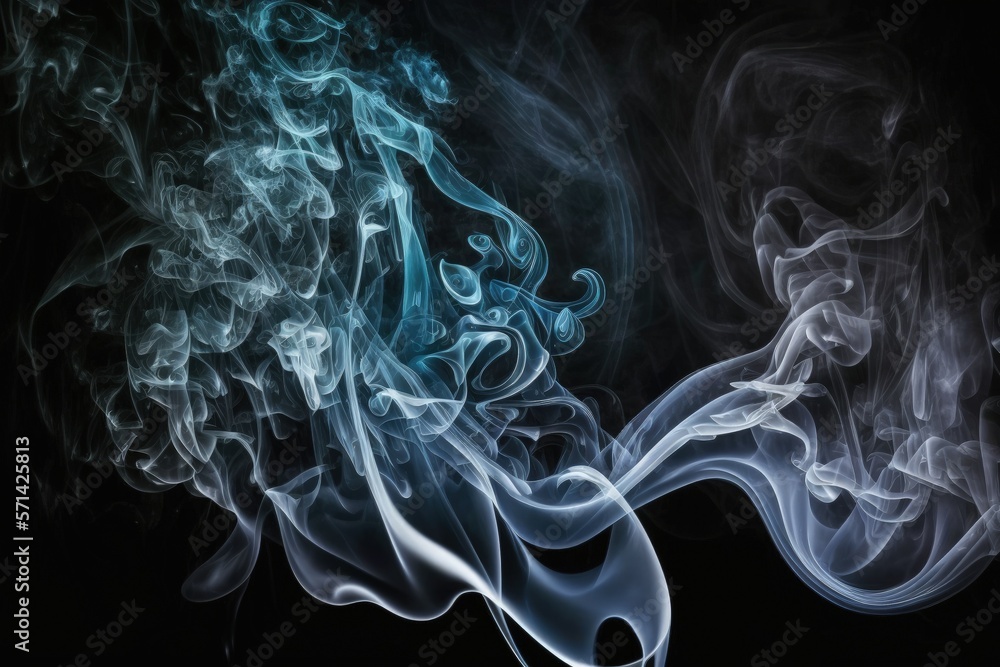 Smokey abstract background Smoking. On the pitch black background ...