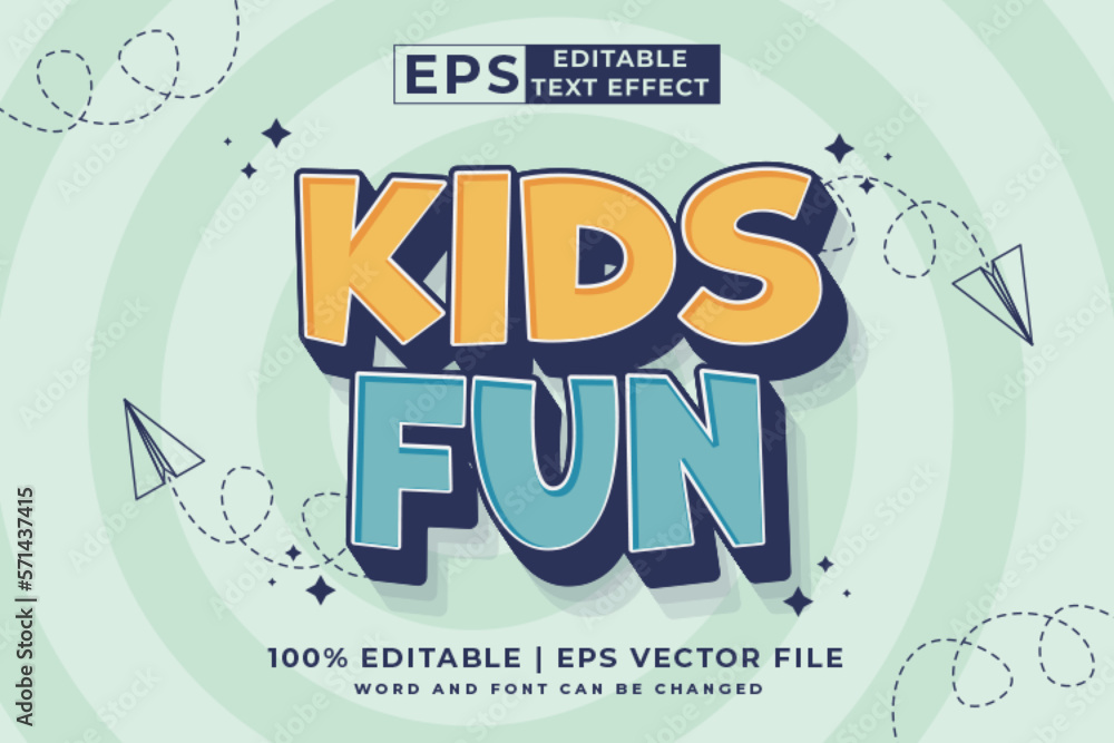 Editable text effect - Kids Fun 3d Cartoon template style premium ...