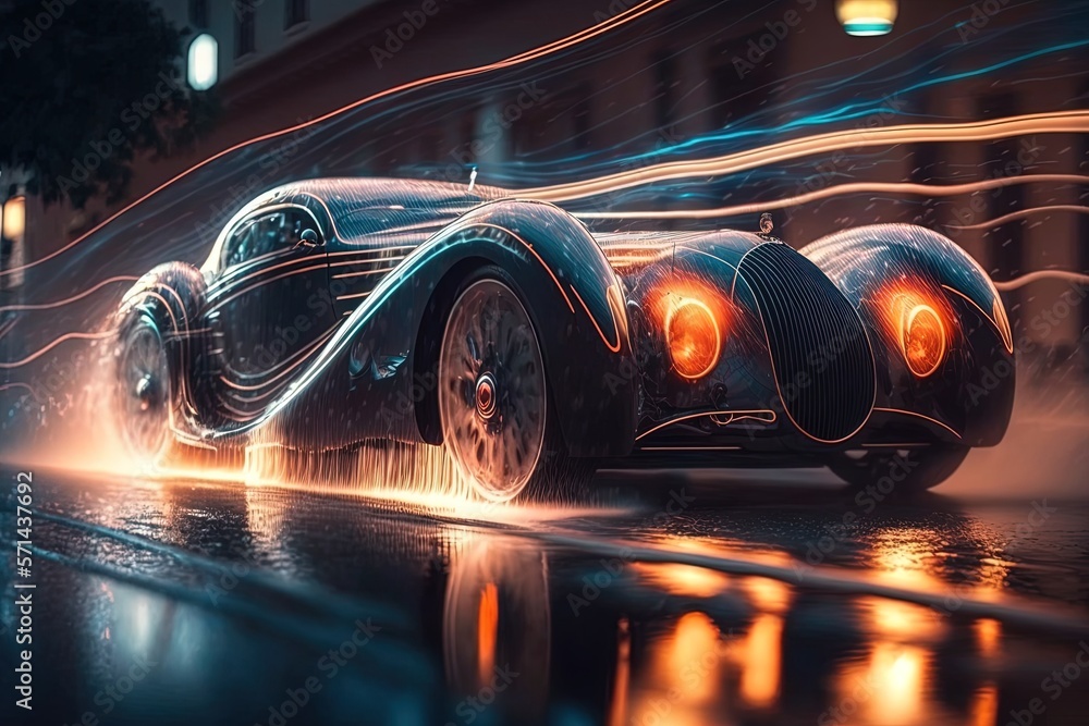 hyper car neon background generated AI. Streamline test over the modern ...