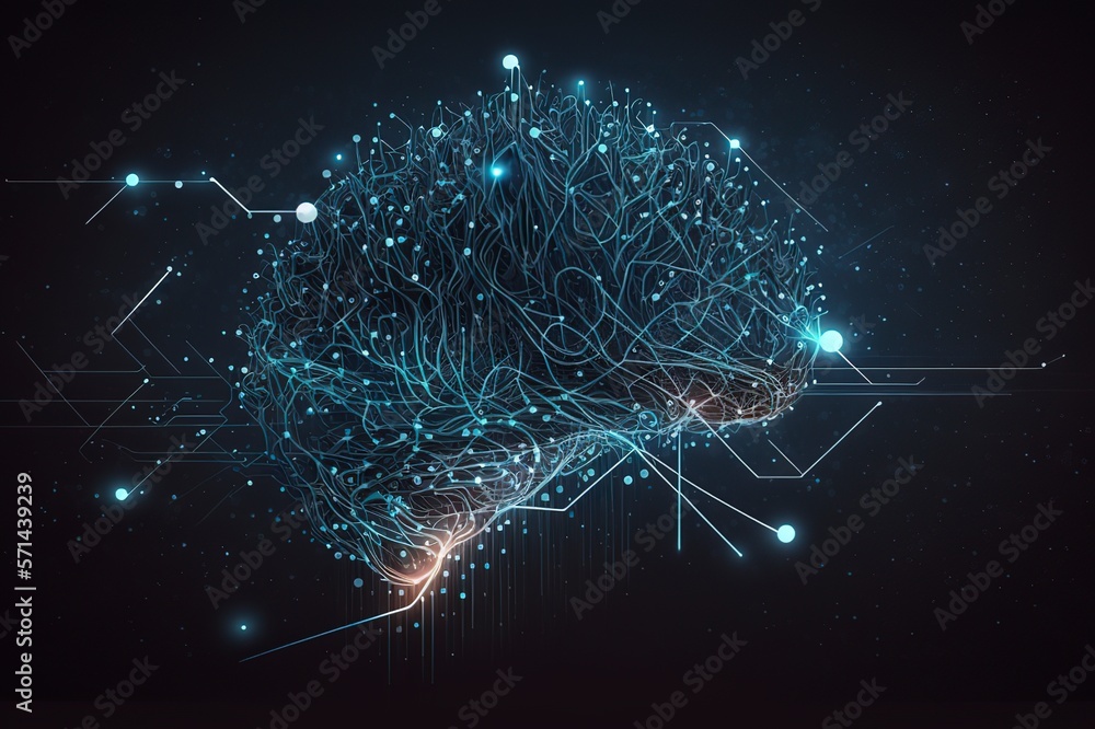 Artificial intelligence. The neural network processes the data. Future ...