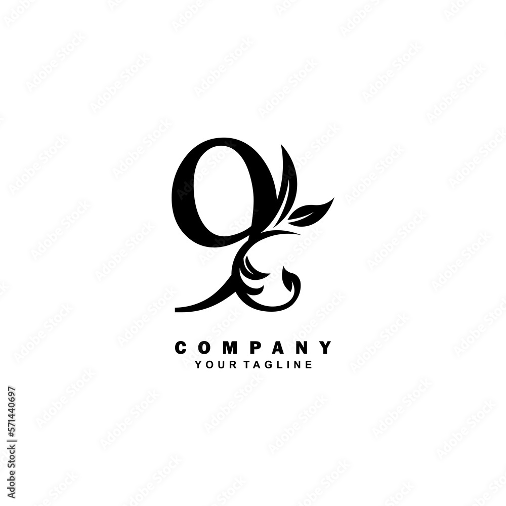 Elegant luxury black 9 number logo vector design with leaf and flower ...